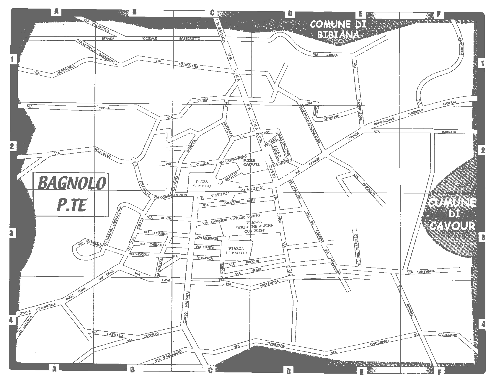 bagnolo piemonte stradario